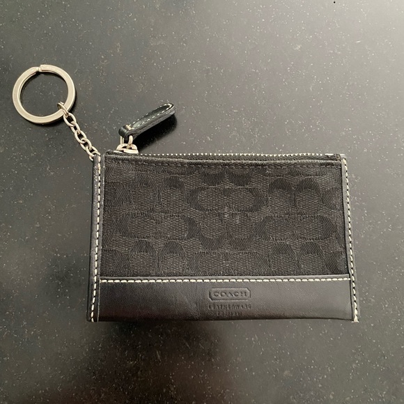 Coach | Accessories | Black Coach Signature Key Chain Id Holder | Poshmark